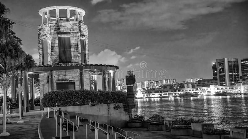 Cityscape Night View from Sentosa Boardwalk in Singapore Stock Image ...