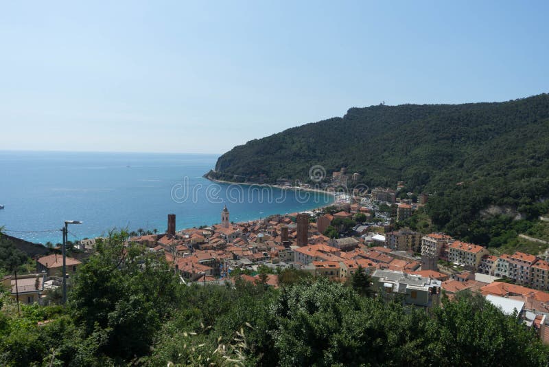 Cityscape of Noli, Liguria - Italy Stock Photo - Image of clouds, noli ...
