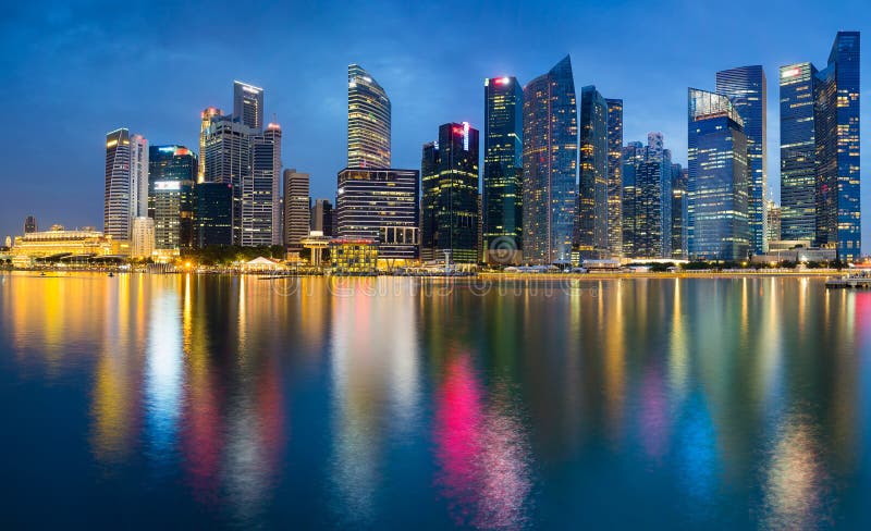 Cityscape Office Building with Water Reflection Stock Photo - Image of ...