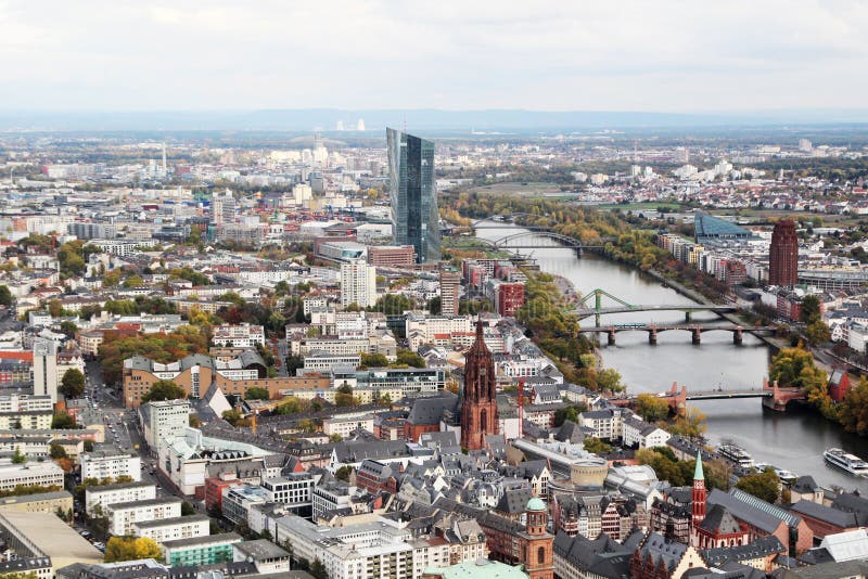 Panoramic View from Observation Point from Main Tower To Frankfurt and ...