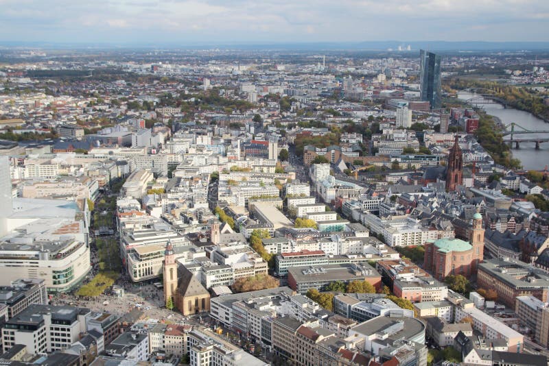 Panoramic View from Observation Point from Main Tower To Frankfurt and ...