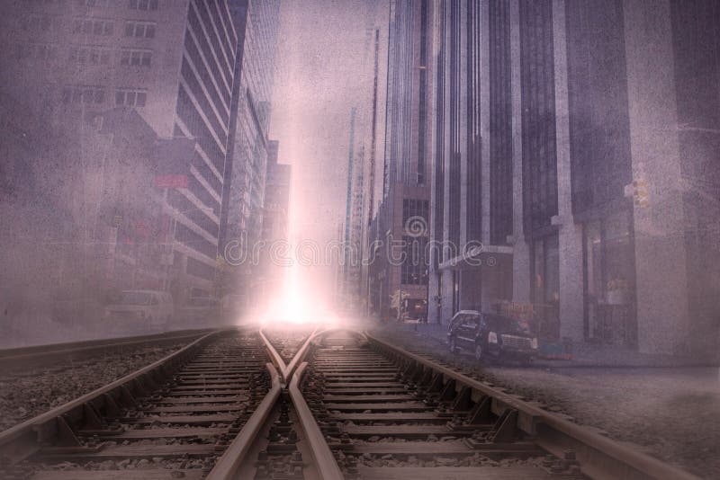 Cityscape Over Train Tracks Stock Photo - Image of building, horizon ...