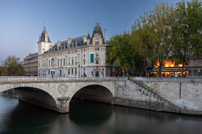 Cityscape of Paris by the Seine River at Down. France Stock Photo ...