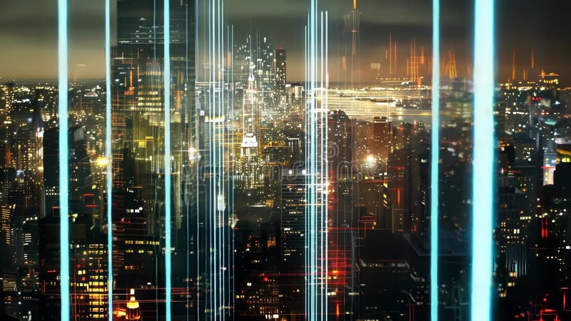 A Cityscape Piece with Lights that Flicker and Transform Representing ...