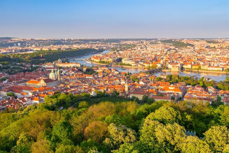 Cityscape of Prague at Sunset Time in Summer, Czech Republic Stock ...