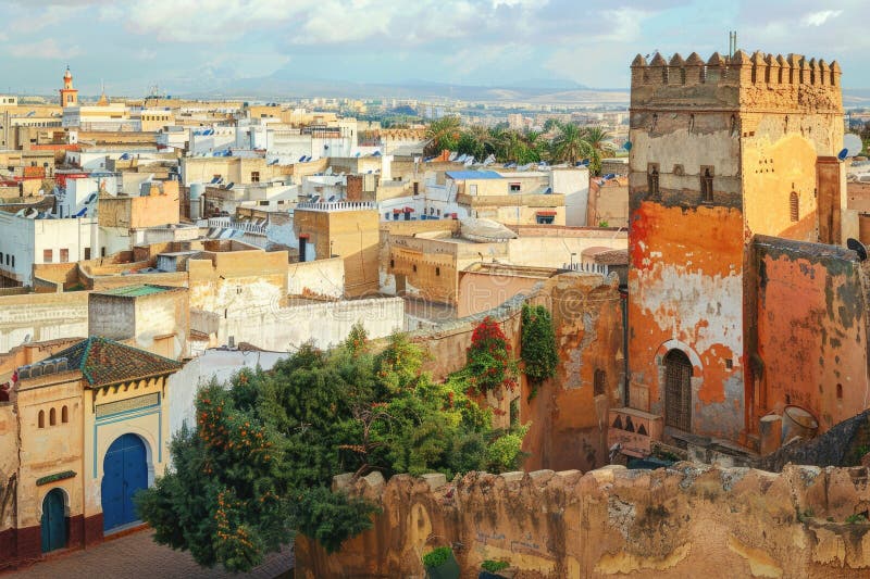 Cityscape with Prominent Clock Tower, Suitable for Urban Themes Stock ...