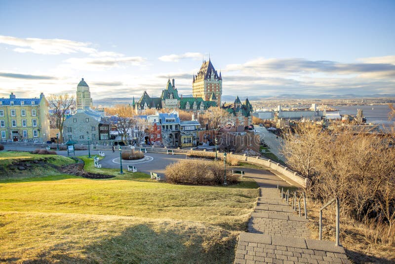 Cityscape of Quebec City with Chateau Frontenac on Spring. Stock Image ...