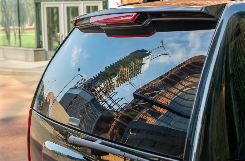 Reflection in the Windscreen of a Car Stock Photo - Image of ...