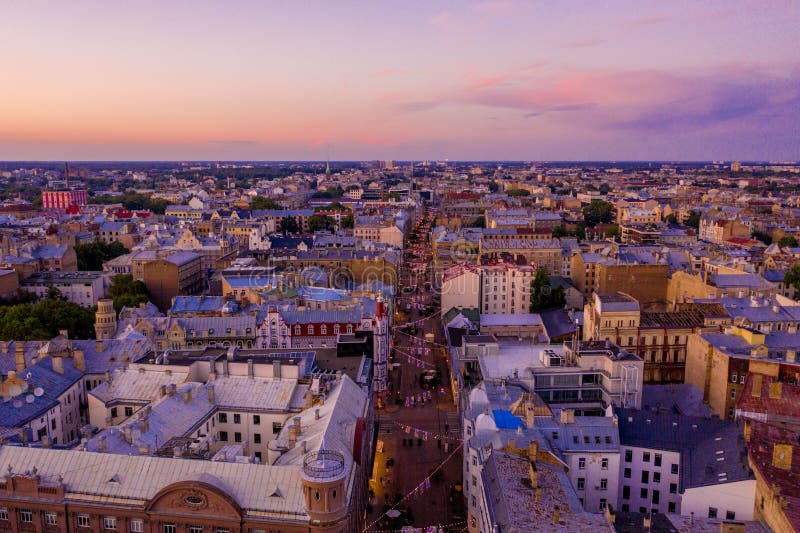 Cityscape of Riga Surrounded by Buildings and Greenery during the ...