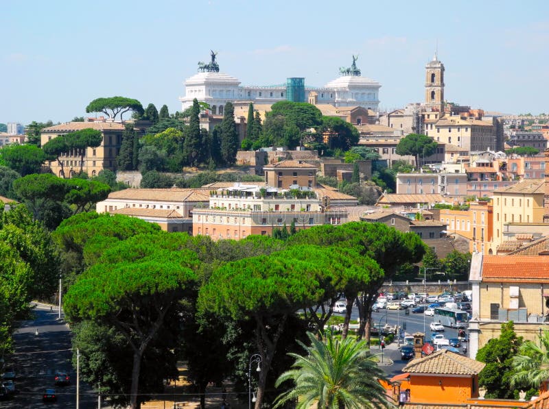 Cityscape of Rome. stock photo. Image of trees, hill - 69473946