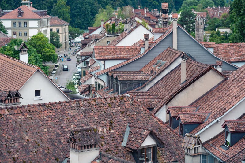 Cityscape with Rooftops in the Historic Center of Bern, Switzerland ...