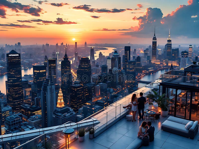 Cityscape Scene with Romance Stock Photo - Image of glowing, scene ...