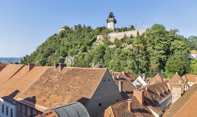 Schlossberg or Castle Hill Mountain in Graz, Austria Stock Image ... Schlossberg or Castle Hill Mountain in Graz, Austria Stock Image ...