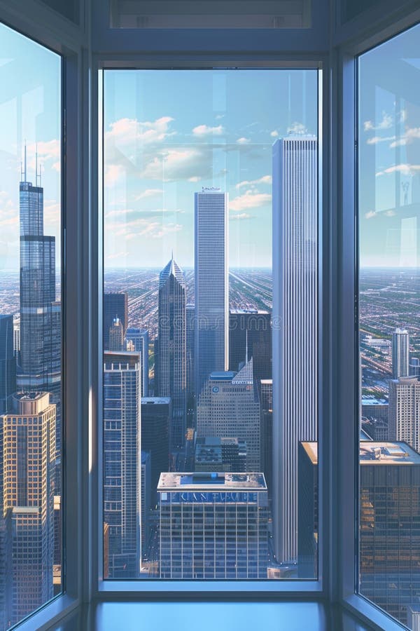 Cityscape Seen through a Window, Perfect for Urban-themed Designs Stock ...