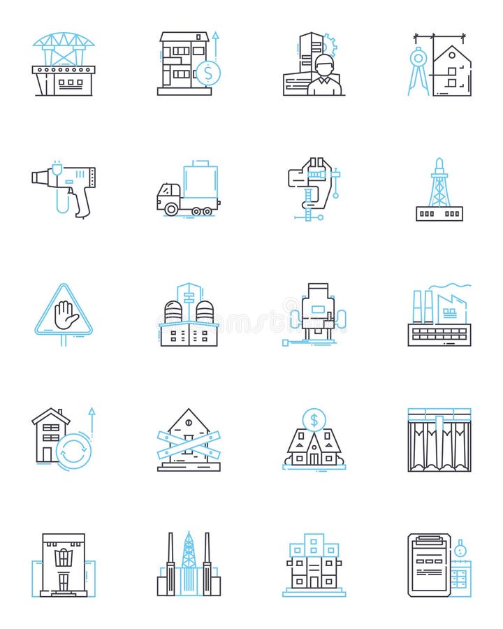 Cityscape Shaping Linear Icons Set. Architecture, Urbanization ...