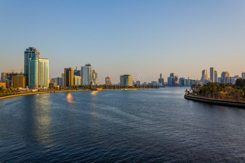 Cityscape of sharjah stock image. Image of buildings - 72224811