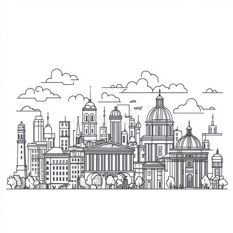 Cityscape Skyline Architecture Buildings Design Illustration Stock ...
