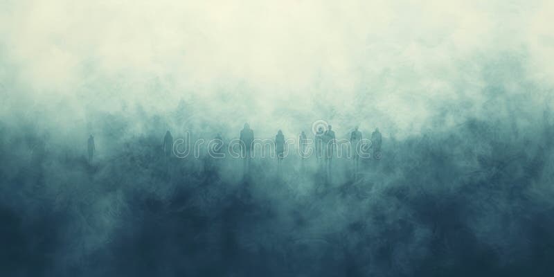 Cityscape with Skyscrapers in Fog, Panoramic Banner Stock Image - Image ...