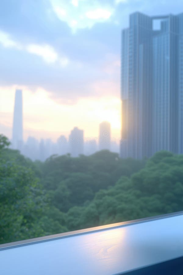 Cityscape and Skyscrapers in the Morning, Blur Background, View from ...