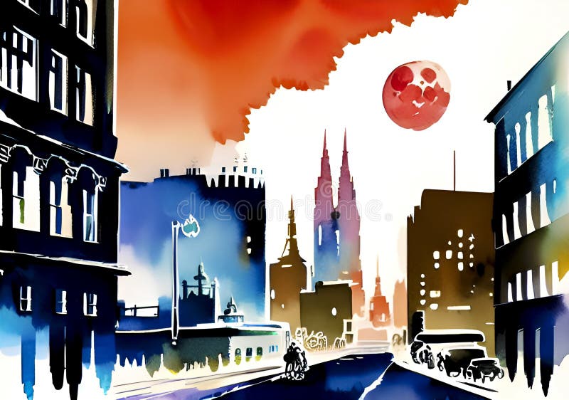 Cityscape with Skyscrapers and Skyline of the City Stock Illustration ...