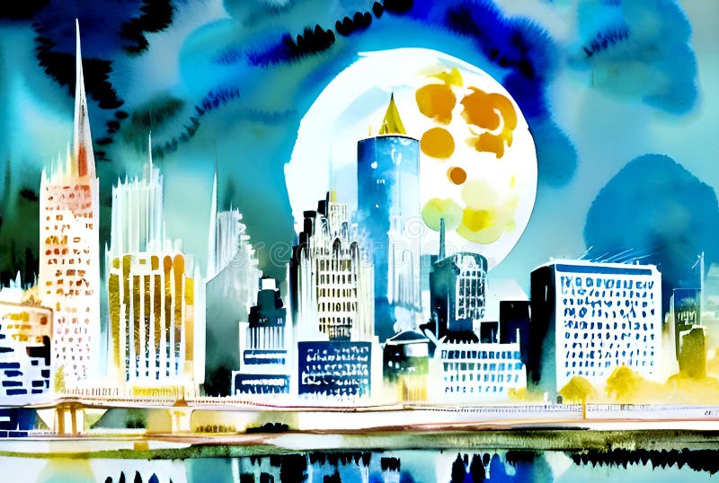 Cityscape with Skyscrapers and Skyline of the City Stock Illustration ...