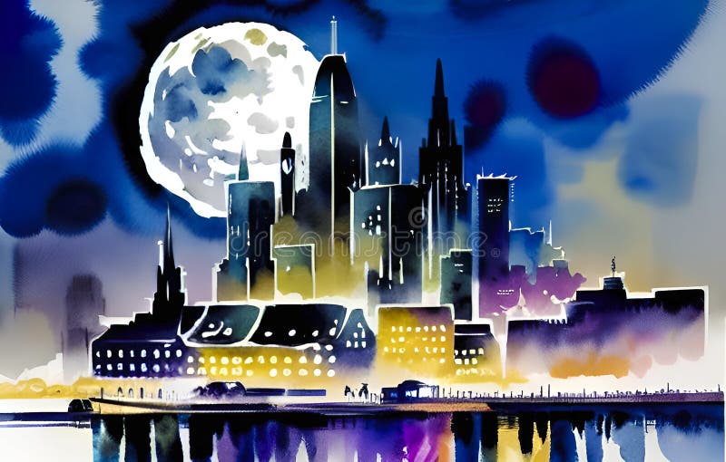 Cityscape with Skyscrapers and Skyline of the City Stock Illustration ...