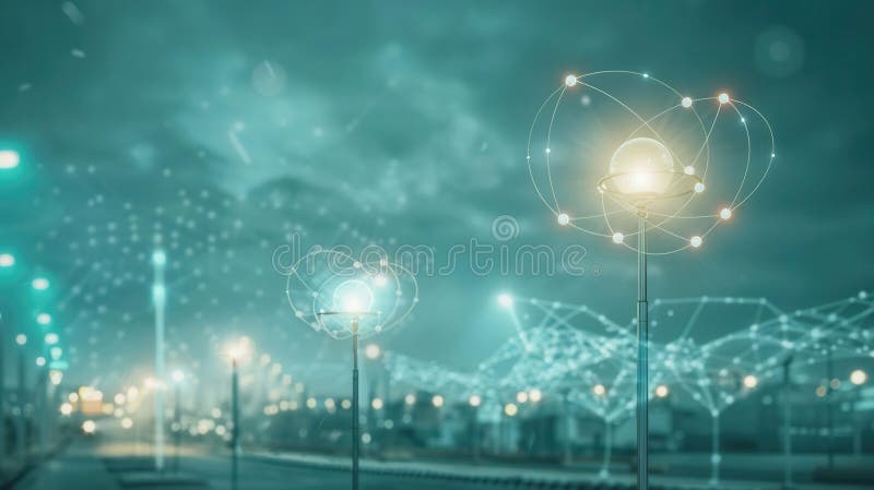 Cityscape with Smart Streetlights and Environmental Sensors, Urban IoT ... Cityscape with Smart Streetlights and Environmental Sensors, Urban IoT ...