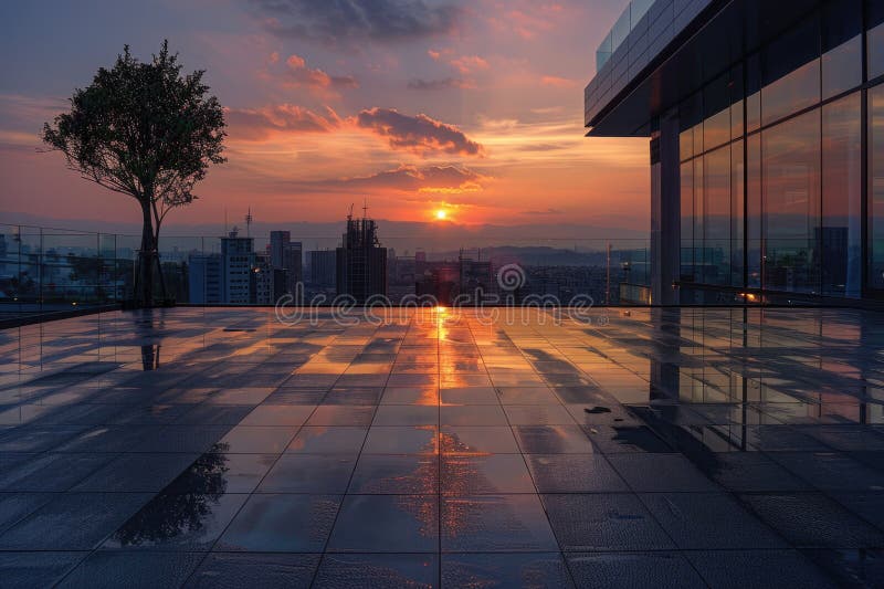 Cityscape Sunset Buildings Streets Lit Golden Light Stock Photos - Free ...