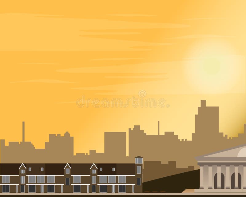 Cityscape at Sunset. Panorama of the Street. Summer. Vector ...