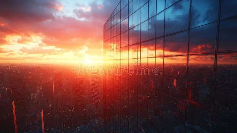 Cityscape Sunset, Skyscraper Reflection Stock Photo - Image of district ...