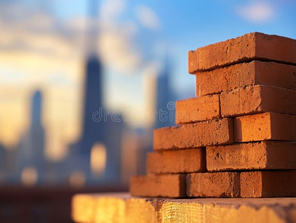 Cityscape Sunset Stacked Red Bricks Construction Urban Development ...