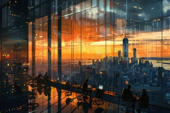 Cityscape Sunset View from Office Stock Photo - Image of urban, city ...