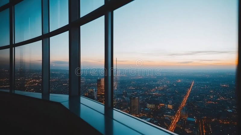 Cityscape Sunset View from Skyscraper Window Stock Image - Image of ...