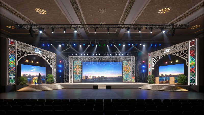 Cityscape Symphony: a Stage of Lights and Patterns Stock Illustration ...