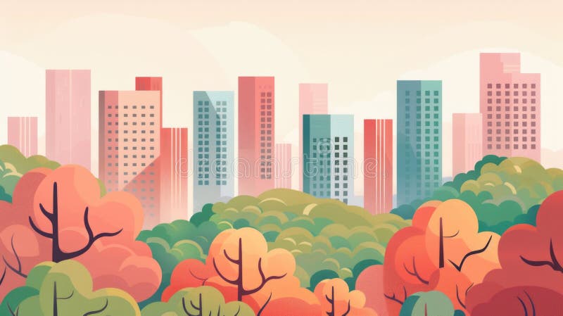 Cityscape with Tall Buildings and Trees, Suitable for Urban Design ...