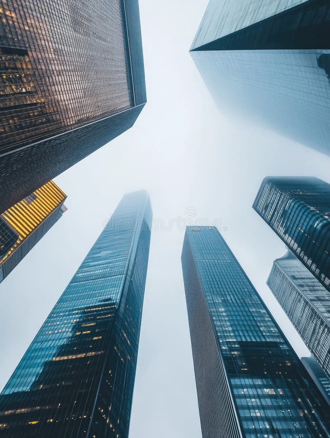 Cityscape with Tall Buildings and Urban Landscape at Sunset Stock Photo ...