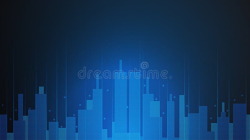 Cityscape Technology Background Concept. City Space Bright Glowing Neon ...