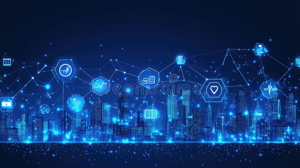 Cityscape Technology Network Digital Connection Concept Stock ...