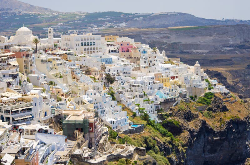 Cityscape of Thira in Santorini Island, Greece Stock Image - Image of ...