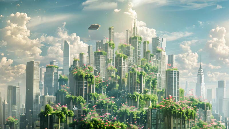 A Cityscape Transformed by Innovative Technology, Surrounded by Lush ...