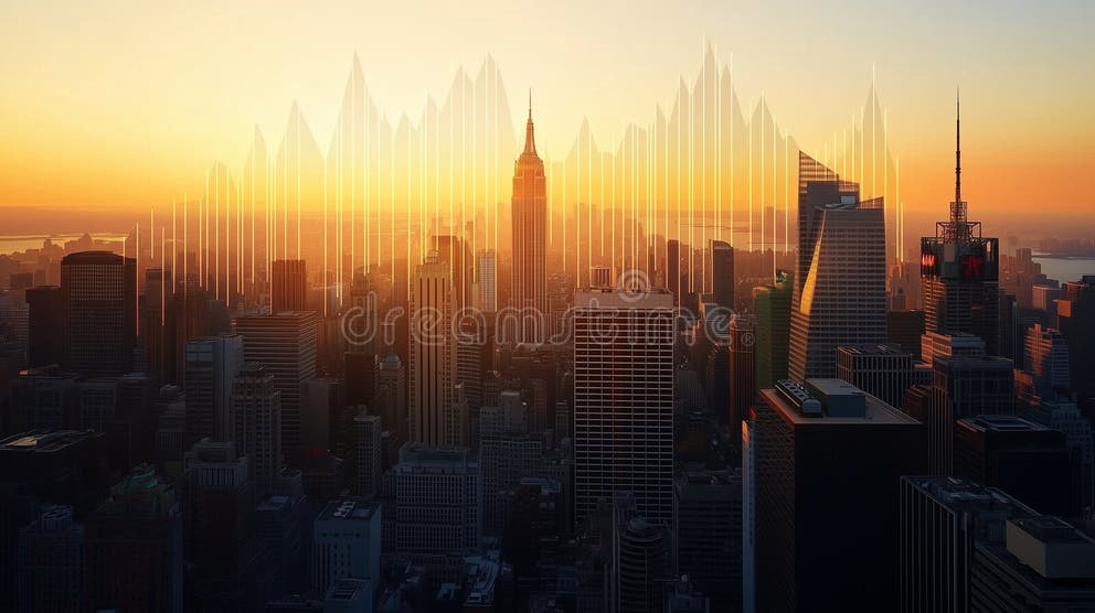 Cityscape with Translucent Chart Overlay Stock Illustration ...