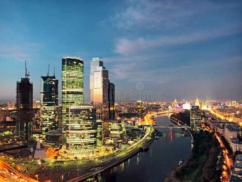 Cityscape at Twilight. Bird S Eye View Stock Image - Image of high ...