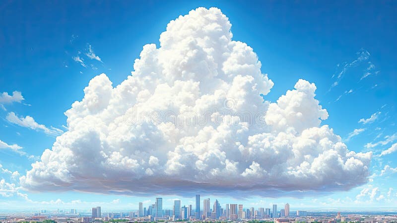 Cityscape Under Massive Cumulus Cloud, Sunny Day, Possible Weather ...