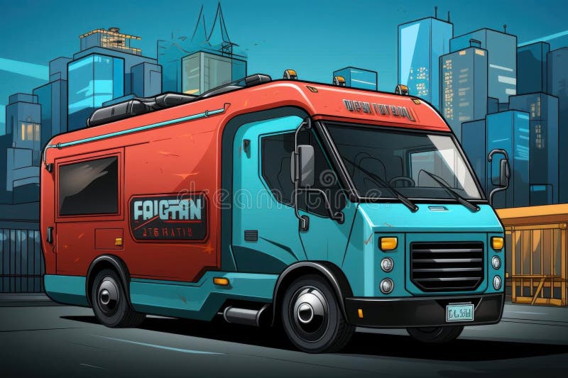 Cityscape Van Illustration stock illustration. Illustration of graphic ...