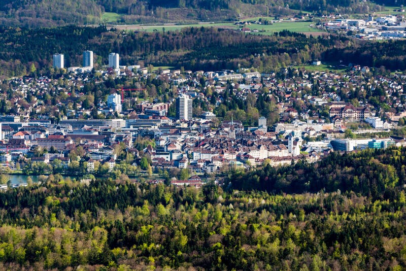 Cityscape View of Aarau, Switzerland Stock Image - Image of river ...