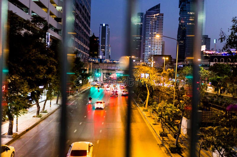 The Cityscape View from Crossing Street Bridge Stock Photo - Image of ...