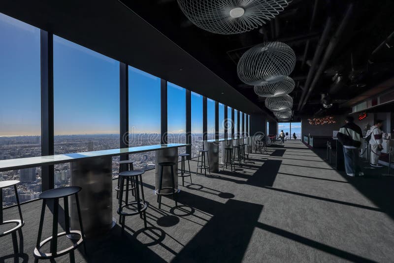 Cityscape View from a Modern Observation Deck Interior, Tokyo Dec 10 ...
