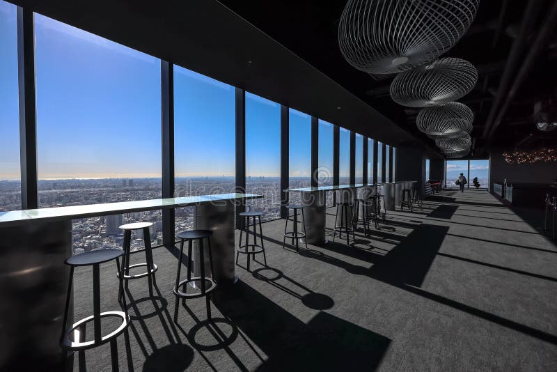 Cityscape View from a Modern Observation Deck Interior, Tokyo Dec 10 ...