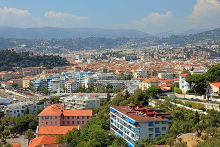 Nice France Mediterranean Coastal City Aerial View Buildings Red Roofs ...