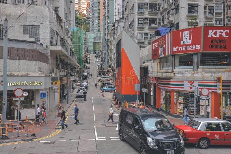 A Cityscape View with Trams at North Point District April 26 2023 ...